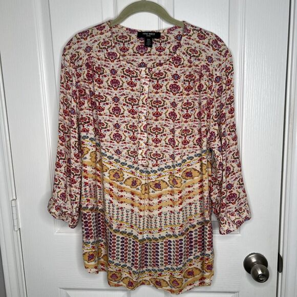Nine West | Tops | Nine West Jean Henley Tunic Top Womens Size Xxl 2xl ...